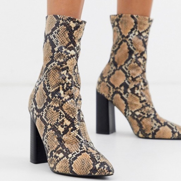ASOS | Shoes | Asos Libby Heel Ankle Boot Snake Animal Print Sz 7 ...
